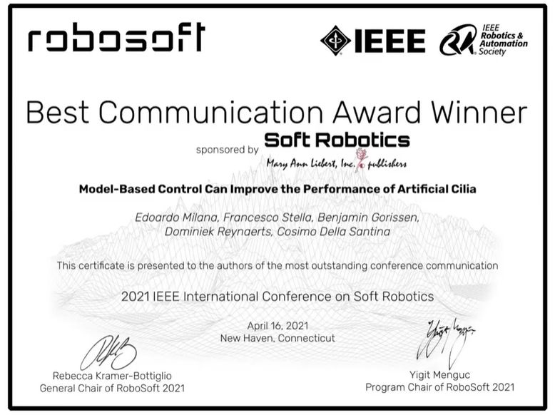Best Communication Award at RoboSoft 2021! – Soft Robotics Group